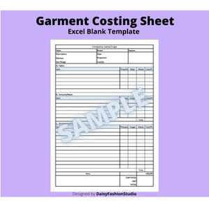 Garment Costing Sheet Template; Easy Excel Cost Sheet Template for ...