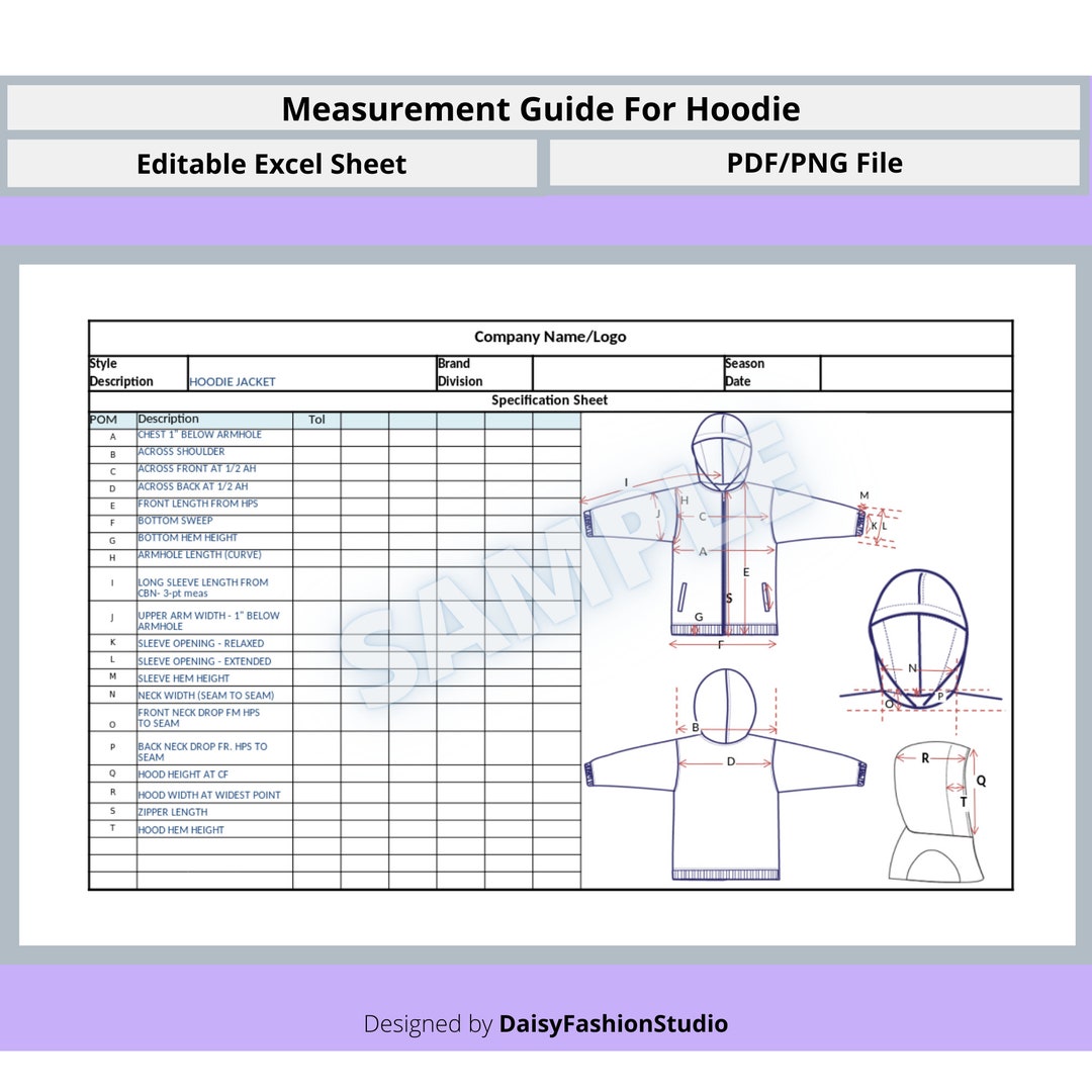 Complete Measurement Guide for Hoodie; Point of Measurement Guide for ...