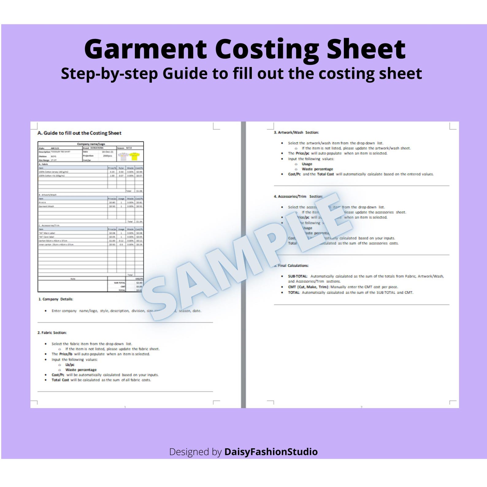 Garment Costing Sheet Template; Easy Excel Cost Sheet Template for ...