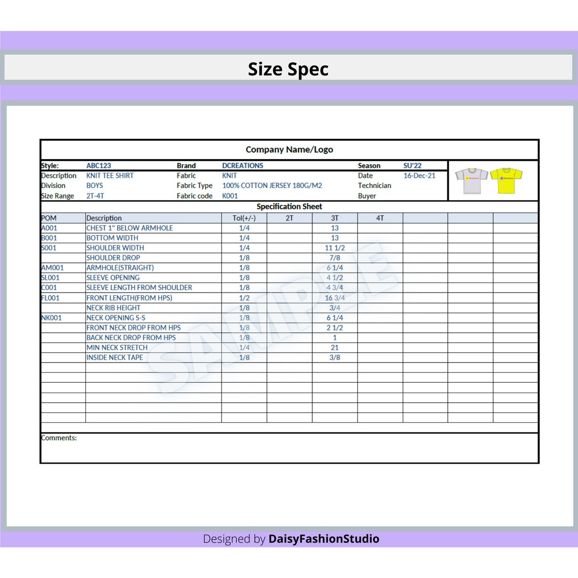 Complete Teck Pack Template Kit for Apparel Industry; Fashion Design ...