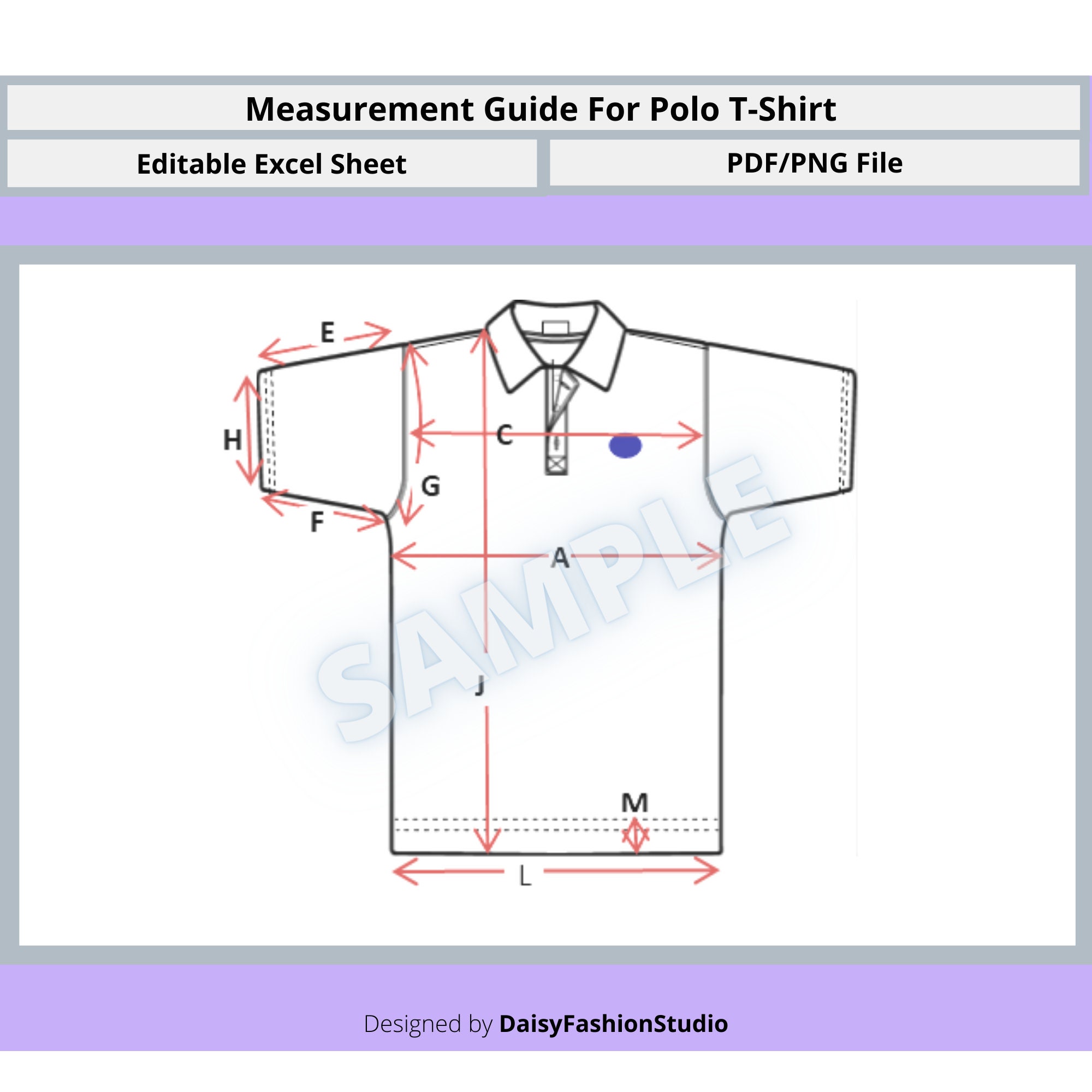 Complete Measurement Guide for Polo T-shirt; Point of Measurement Guide ...