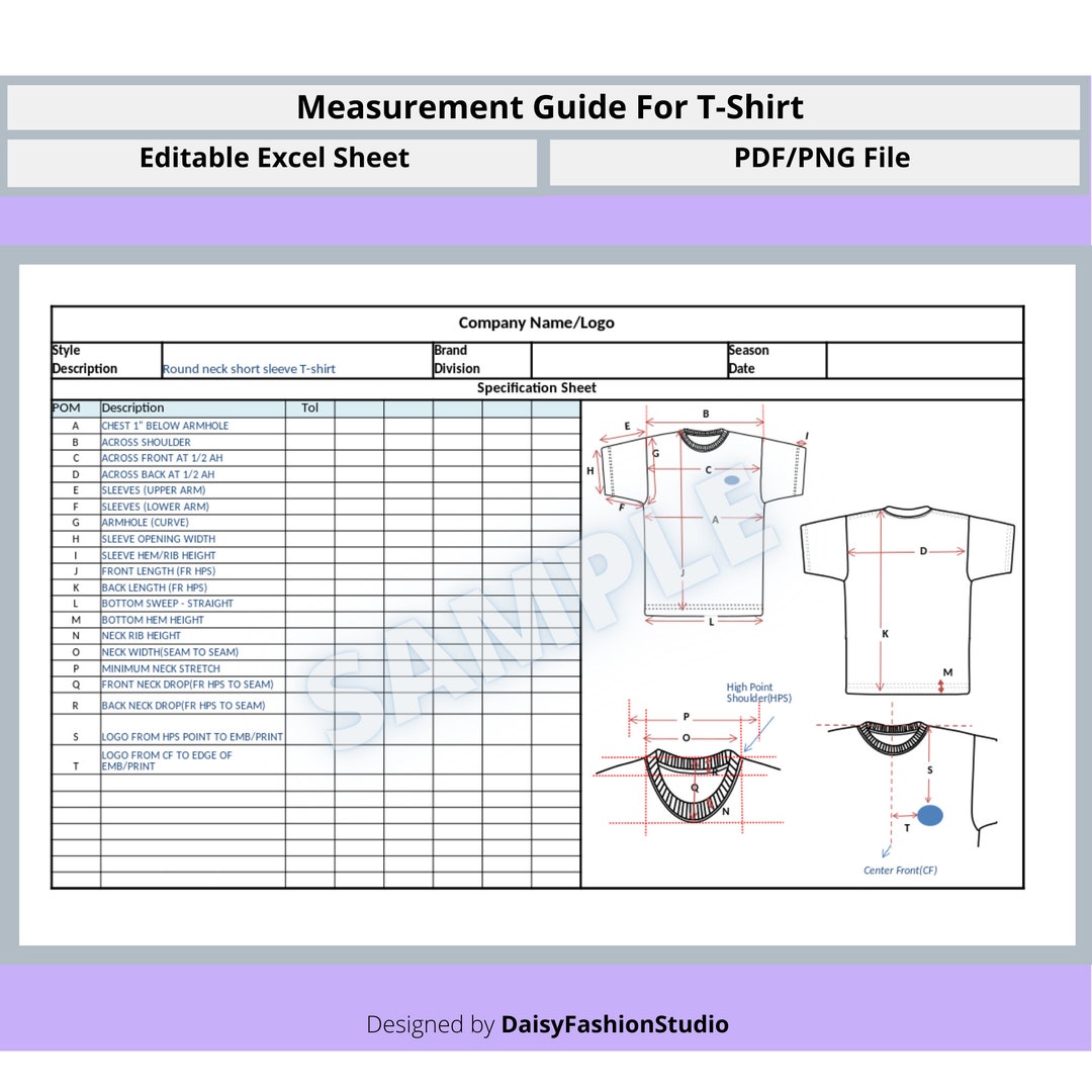 Complete Measurement Guide for T-shirt; Point of Measurement Guide for ...