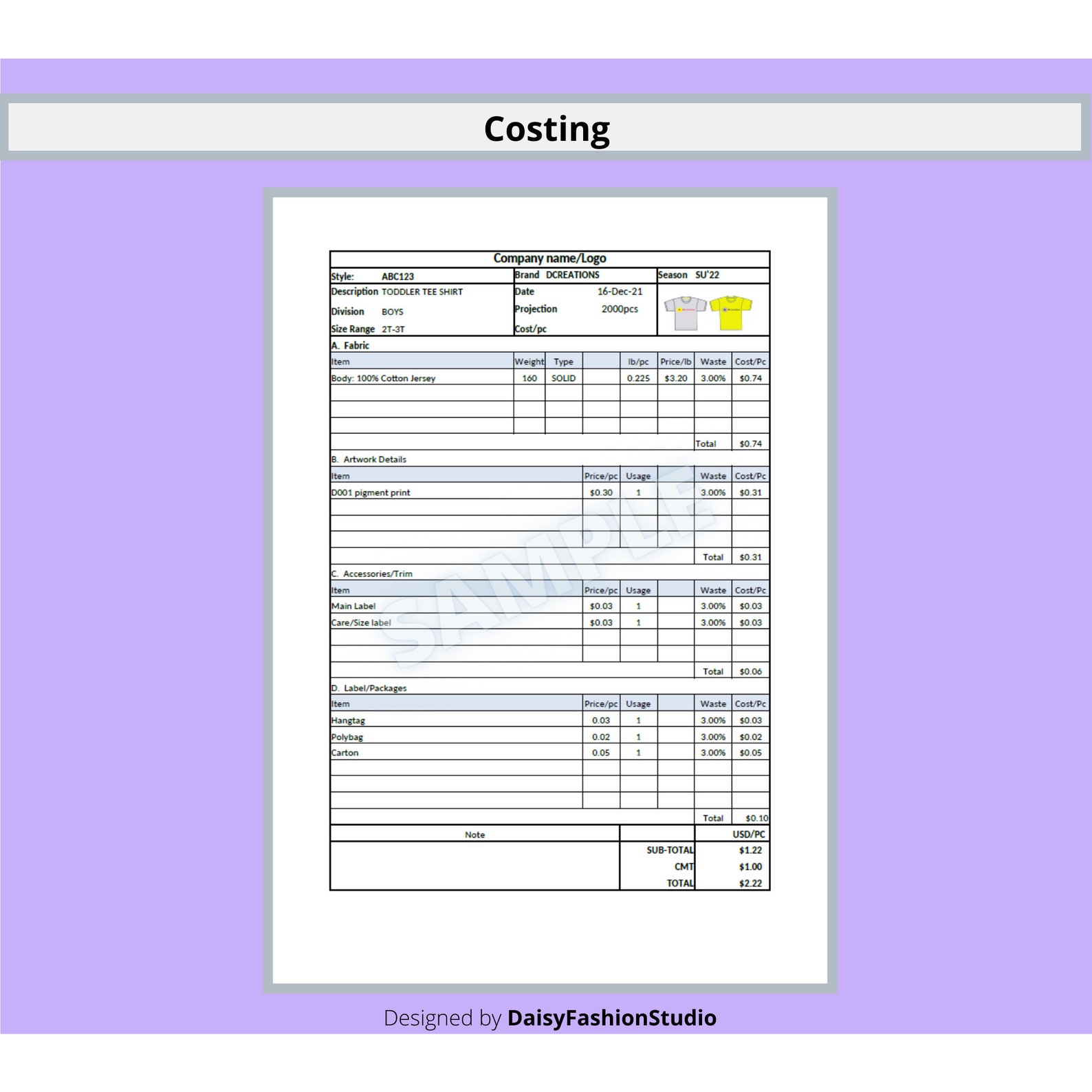 Complete Teck Pack Template Kit for Apparel Industry; Fashion Design ...