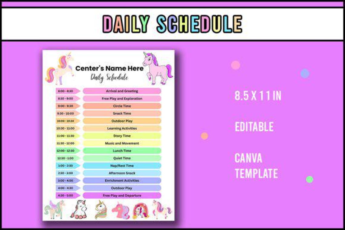 Daycare or Childcare Daily Schedule, Home Daycare or Childcare Center ...