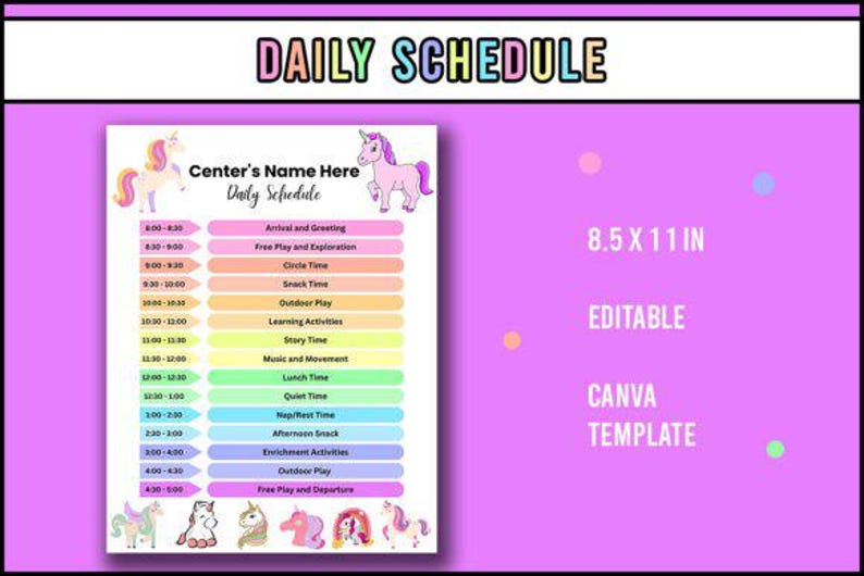 Daycare or Childcare Daily Schedule, Home Daycare or Childcare Center ...