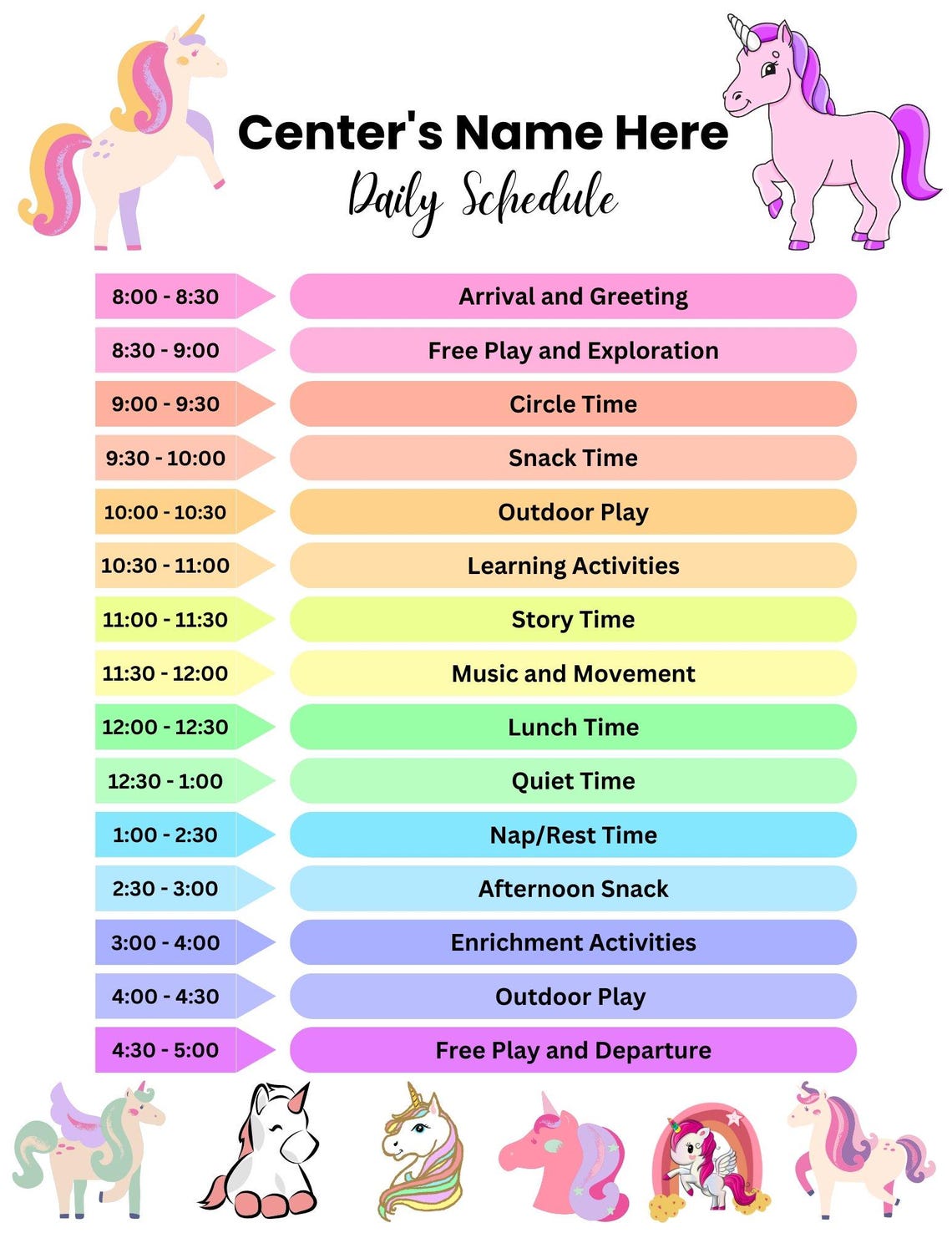 Daycare or Childcare Daily Schedule, Home Daycare or Childcare Center ...