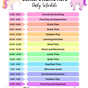 Daycare or Childcare Daily Schedule, Home Daycare or Childcare Center ...