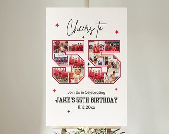 Varsity 70th Birthday Photo Collage Canva Poster, Customizable Canva ...