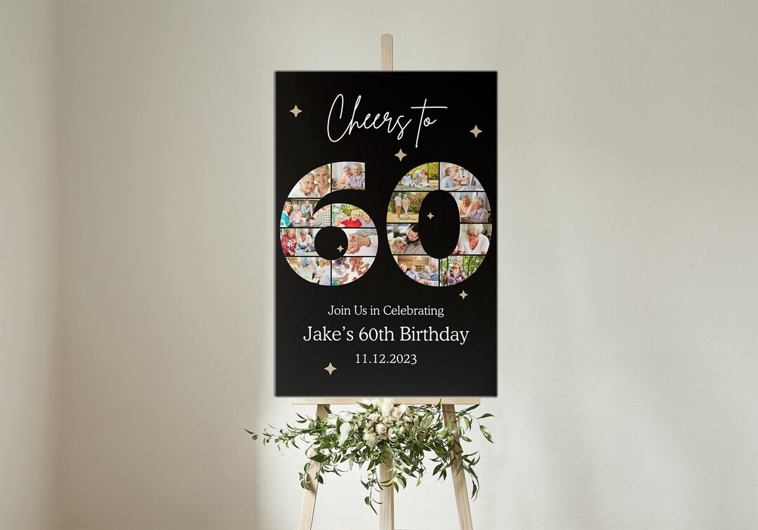 60th Birthday Poster Photo Collage Canva Poster, Customizable Canva ...