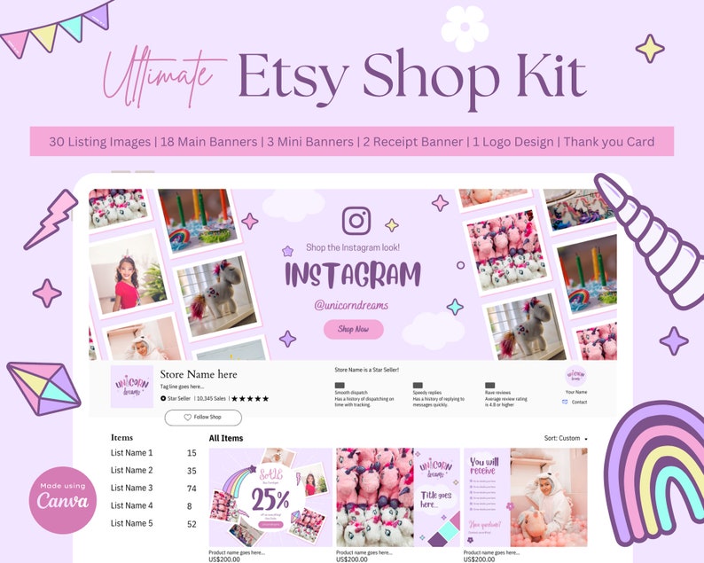 Etsy Shop Banner Kit Etsy Canva Banners Etsy Store Listing - Etsy