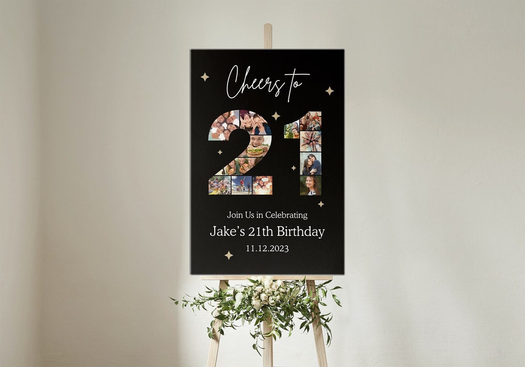 21st Birthday Poster Photo Collage Canva Poster, Customizable Canva ...