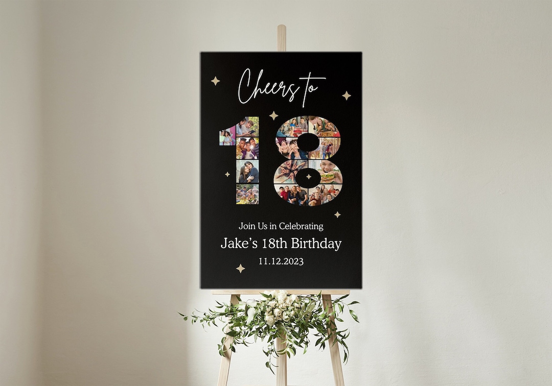 18th Birthday Poster Photo Collage Canva Poster, Customizable Canva ...
