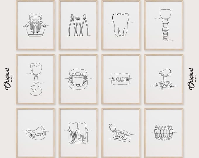 12 Minimalist Dentist Gallery Wall Set of 12, Dental Office Decor ...