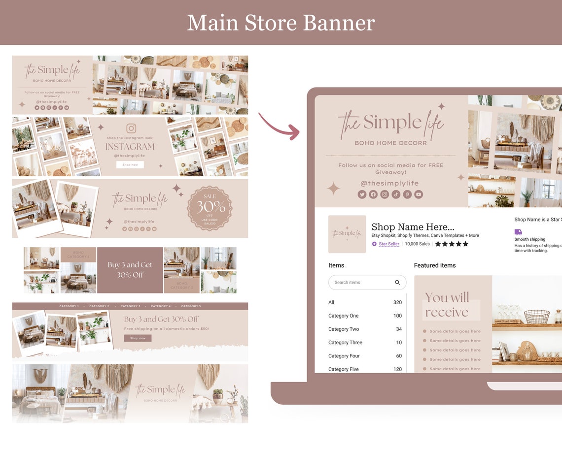 Etsy Shop Banner Kit, Etsy Canva Banners, Etsy Store Listing Images ...