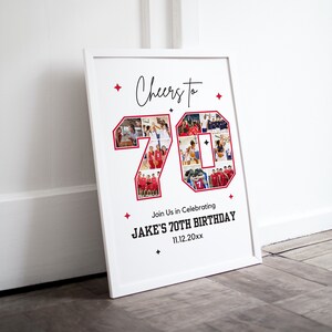 Varsity 70th Birthday Photo Collage Canva Poster, Customizable Canva ...