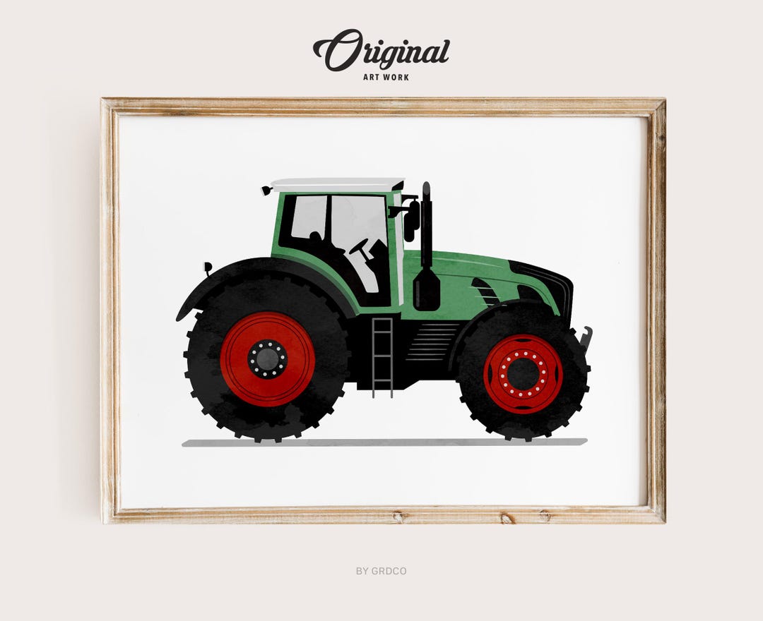 Green Tractor Print, Boys Room Decor, Printable Farm Vehicle Art ...