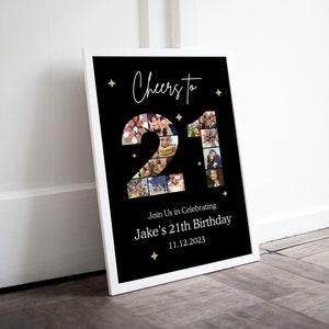 21st Birthday Poster Photo Collage Canva Poster, Customizable Canva ...