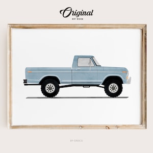 Set of 6 Baby Blue Vintage Vehicle Prints, Boys Room Decor, Vintage ...