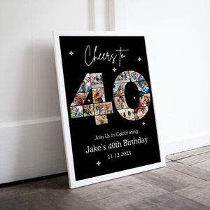 40th Birthday Poster Photo Collage Canva Poster, Customizable Canva ...