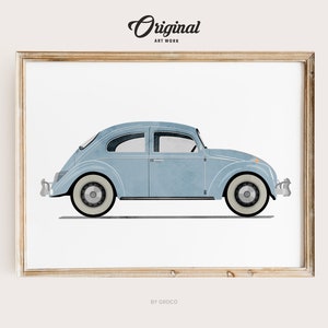 Set of 6 Baby Blue Vintage Vehicle Prints, Boys Room Decor, Vintage ...