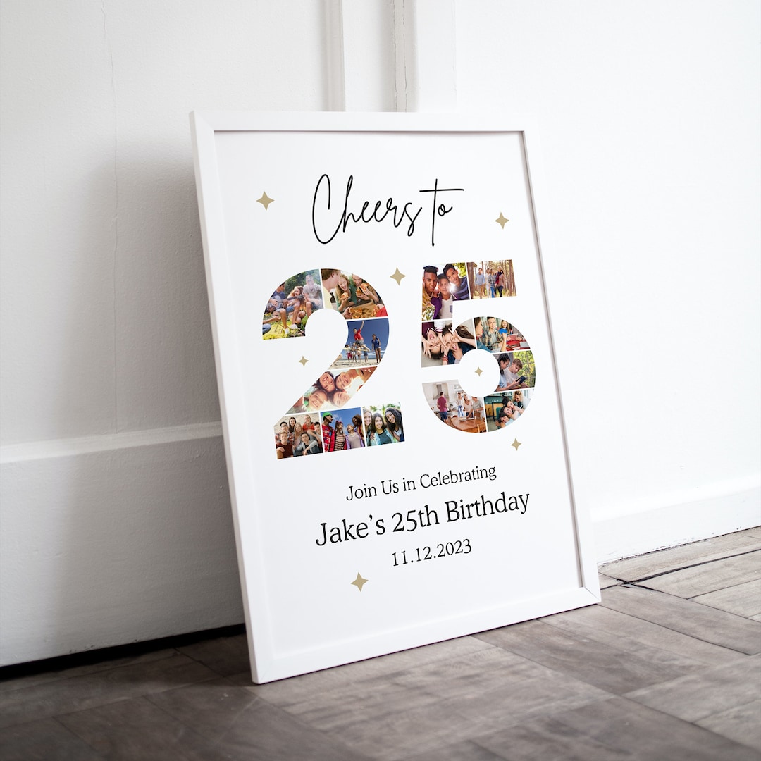 25th Birthday Photo Collage Canva Poster, Customizable Canva Photo ...