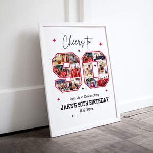 Varsity 90th Birthday Photo Collage Canva Poster, Customizable Canva ...