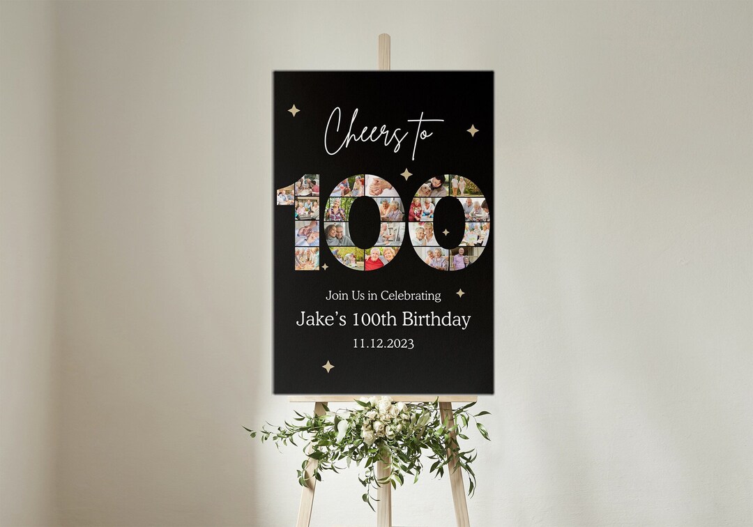 100th Birthday Poster Photo Collage Canva Poster, Customizable Canva ...
