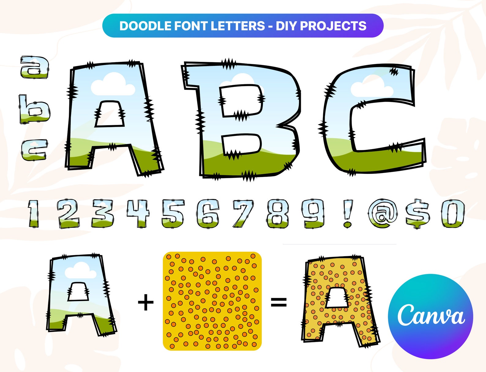 Doodle Letters Canva Template Alphabet Letter Doodle Letter Etsy