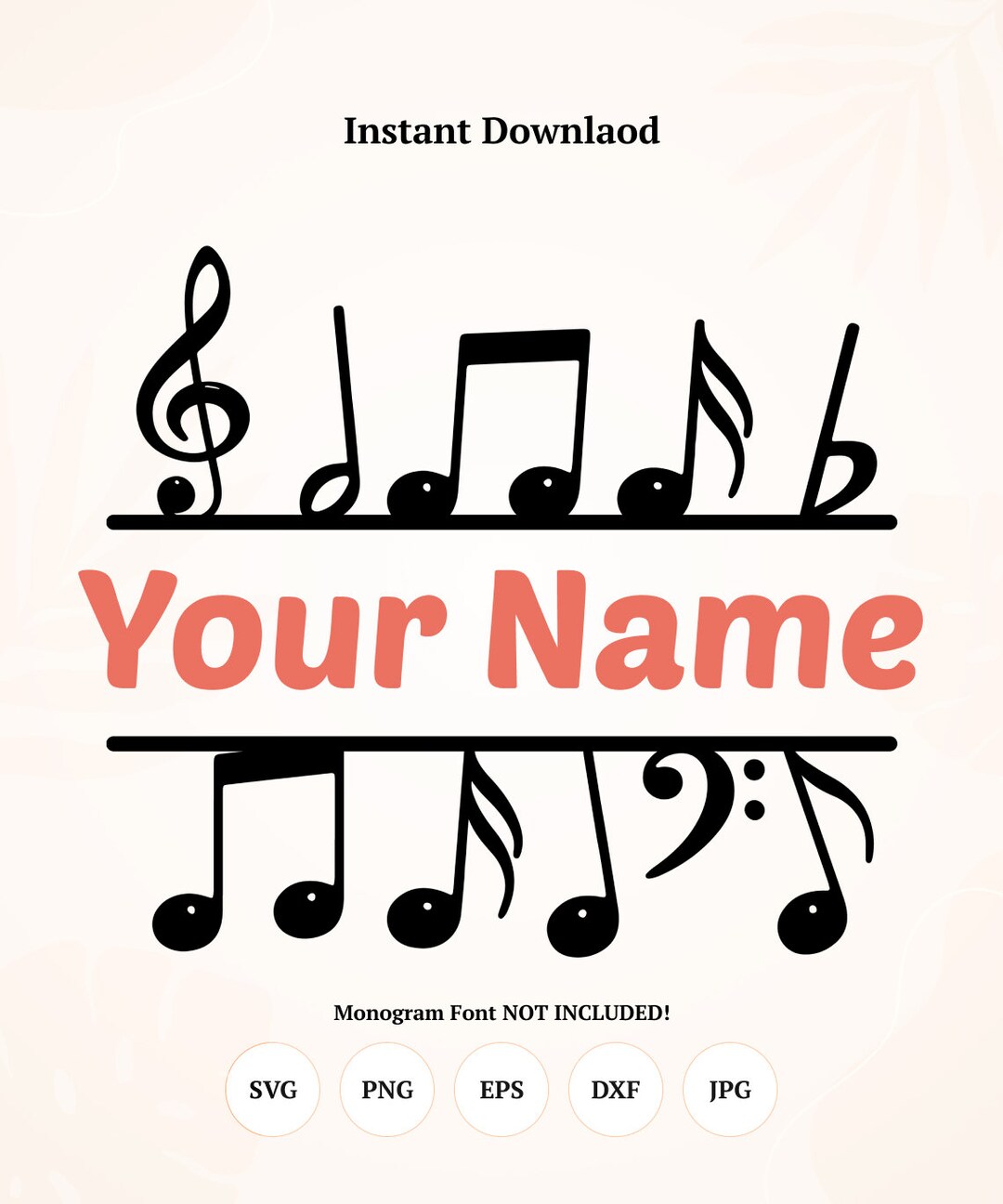 Music Notes Monogram Music Life Monogram SVG Music Life - Etsy