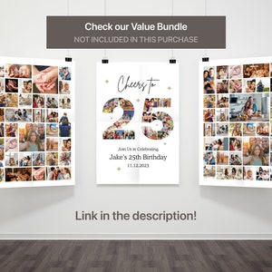 25th Birthday Photo Collage Canva Poster, Customizable Canva Photo ...