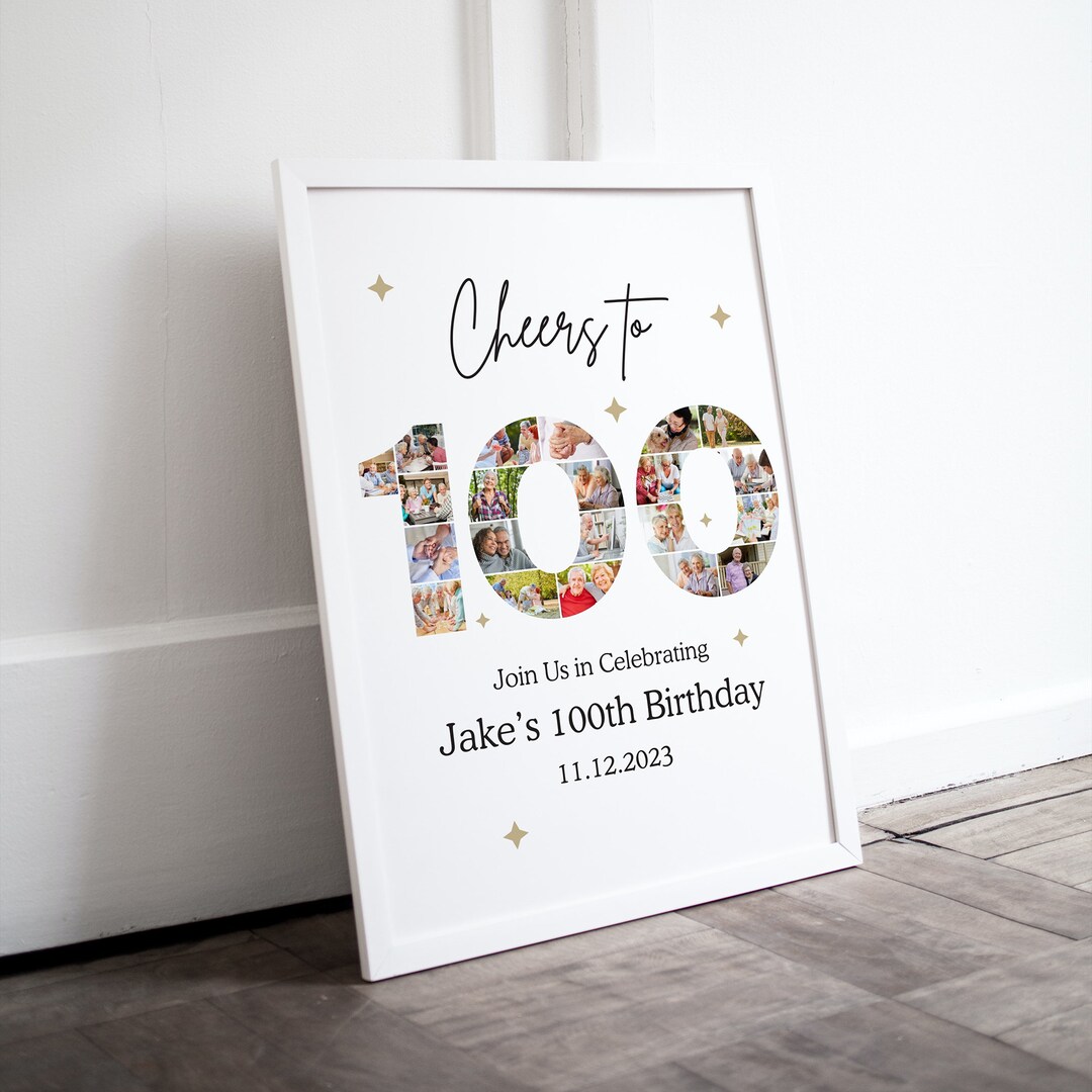 100th Birthday Photo Collage Canva Poster, Customizable Canva Photo ...