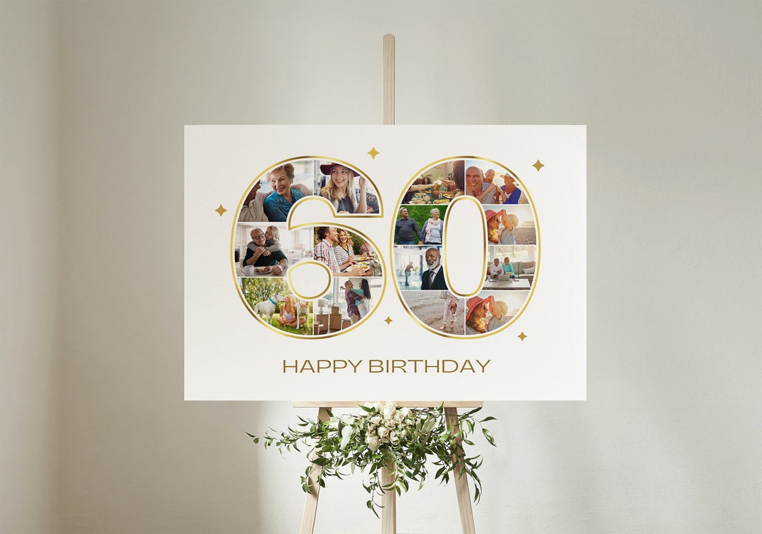 60th Birthday Poster Photo Collage Canva Poster, Customizable Canva ...