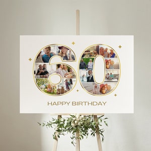 60th Birthday Poster Photo Collage Canva Poster, Customizable Canva ...