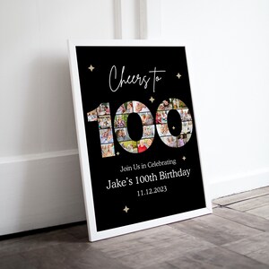 100th Birthday Poster Photo Collage Canva Poster, Customizable Canva ...