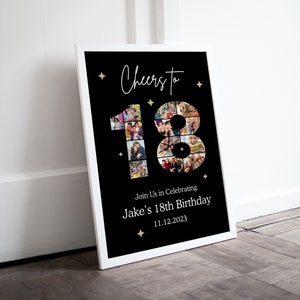 18th Birthday Poster, Photo Collage Canva Poster Bundle, Customizable ...