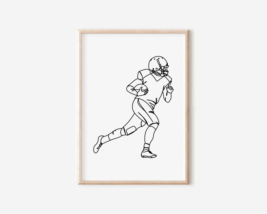 Minimalist American Football Line Art, Sports Wall Decor, Football ...