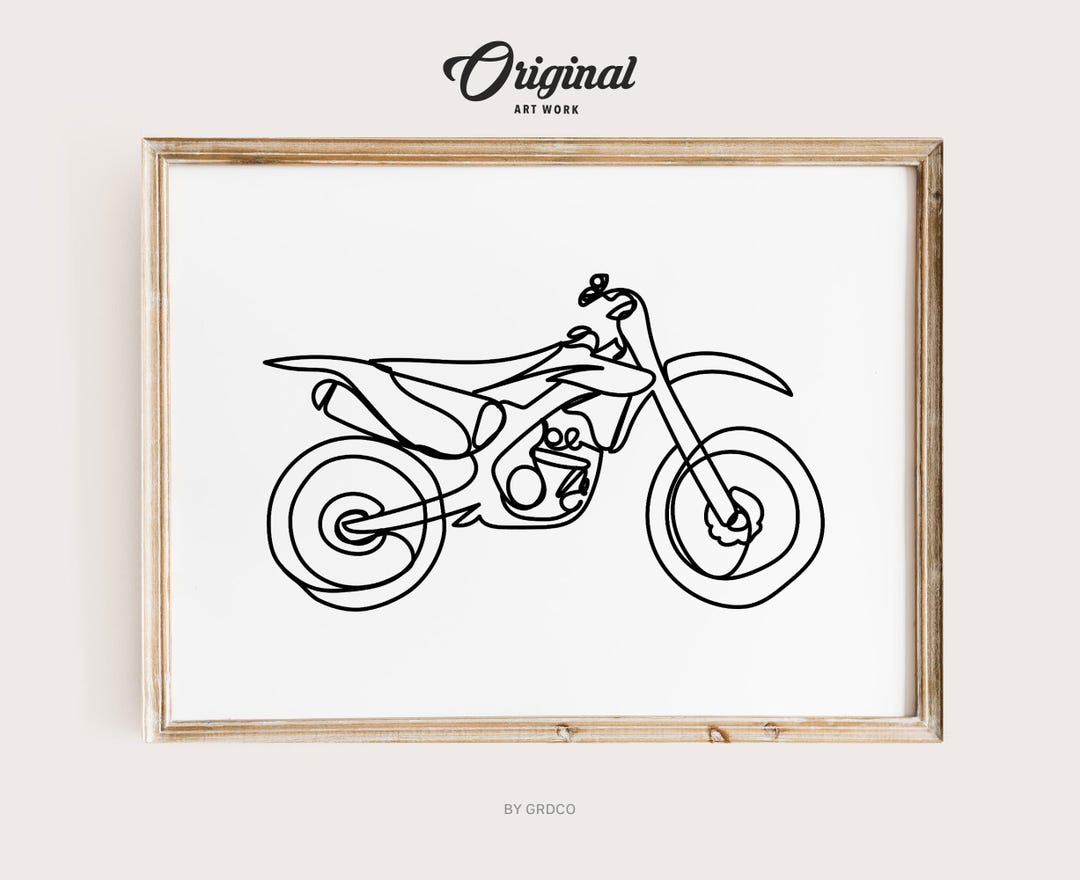 Minimalist Dirt Bike Line Art, Motocross Wall Art, Dirt Bike Decor ...