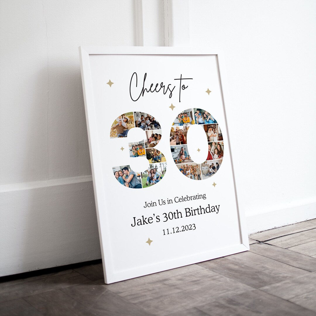 30th Birthday Photo Collage Canva Poster, Customizable Canva Photo ...