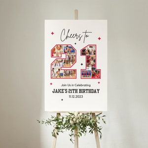 Varsity 21st Birthday Photo Collage Canva Poster, Customizable Canva ...
