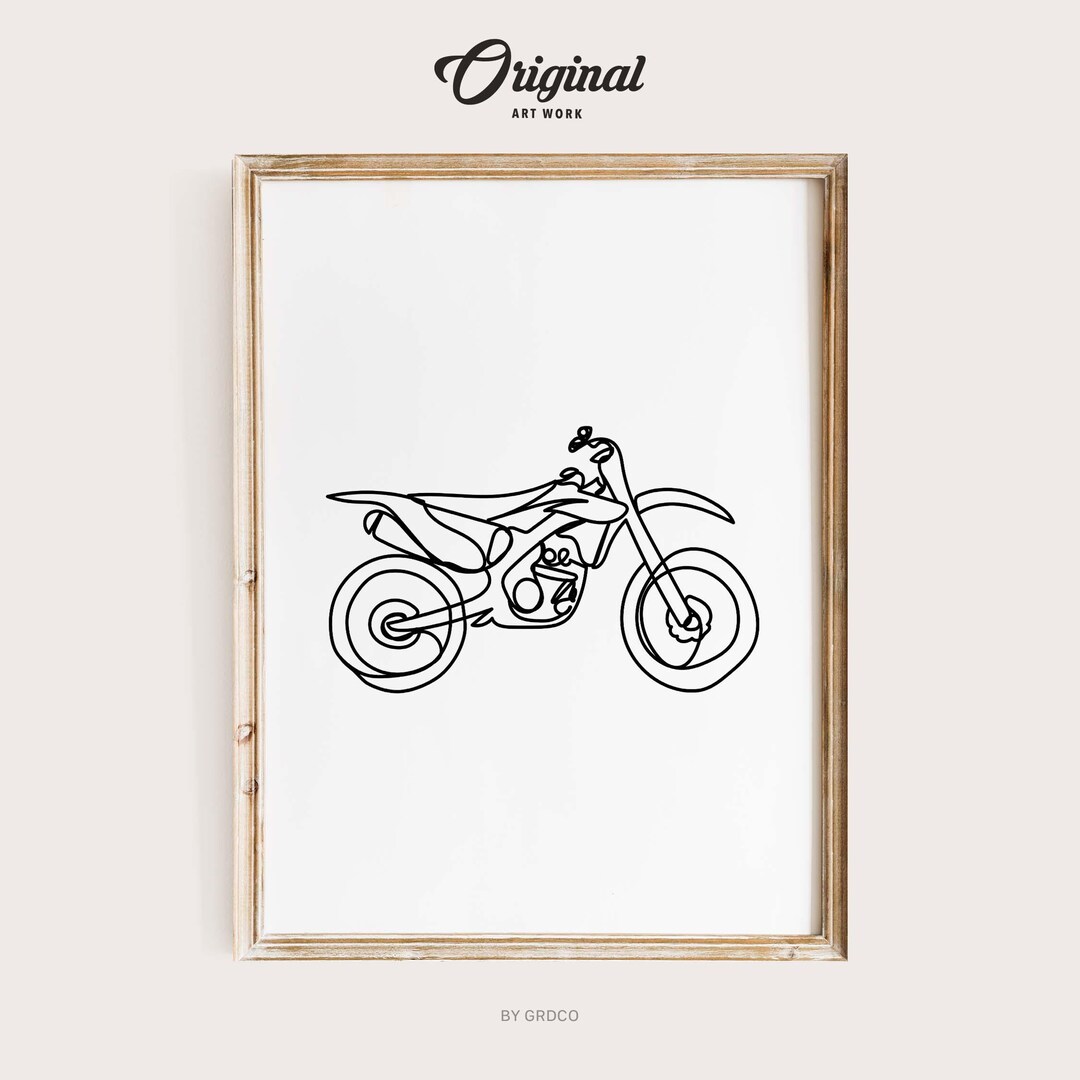 Minimalist Dirt Bike Line Art, Motocross Wall Art, Dirt Bike Decor ...