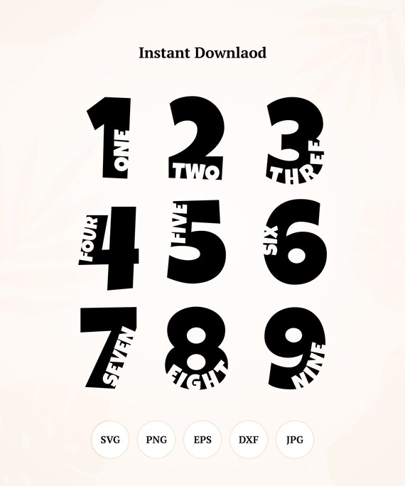 Number 1 to 9 Numbers 1 Numbers 2 Numbers 3 Numbers 4 | Etsy