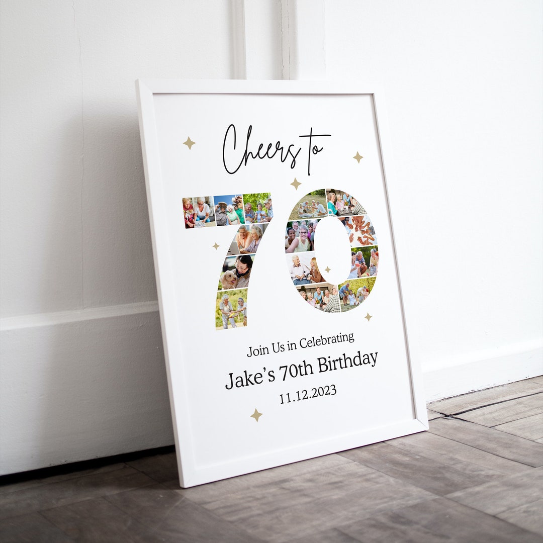 DIY 70th Birthday Photo Collage Canva Poster Customizable - Etsy