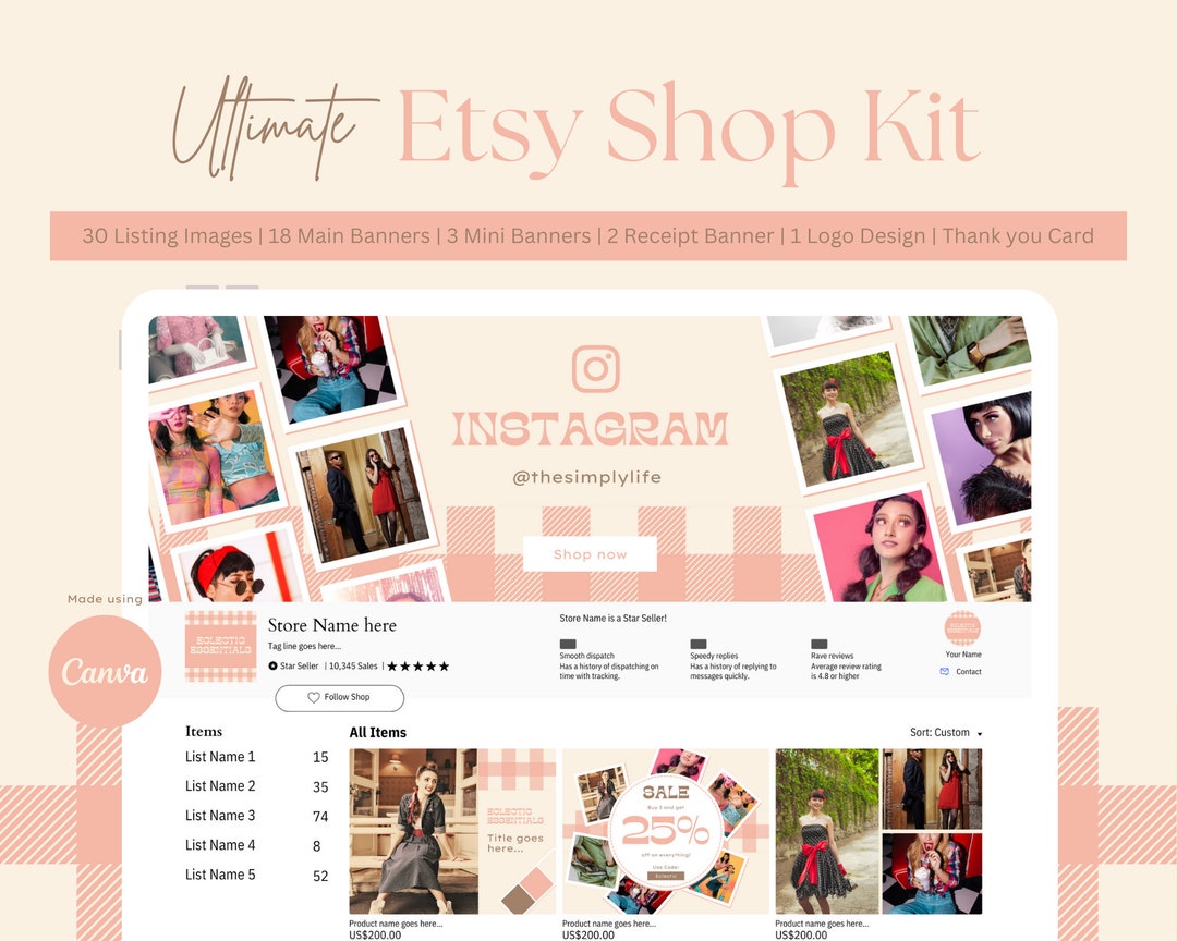 Etsy Shop Banner Kit Etsy Canva Banners Etsy Store Listing Images