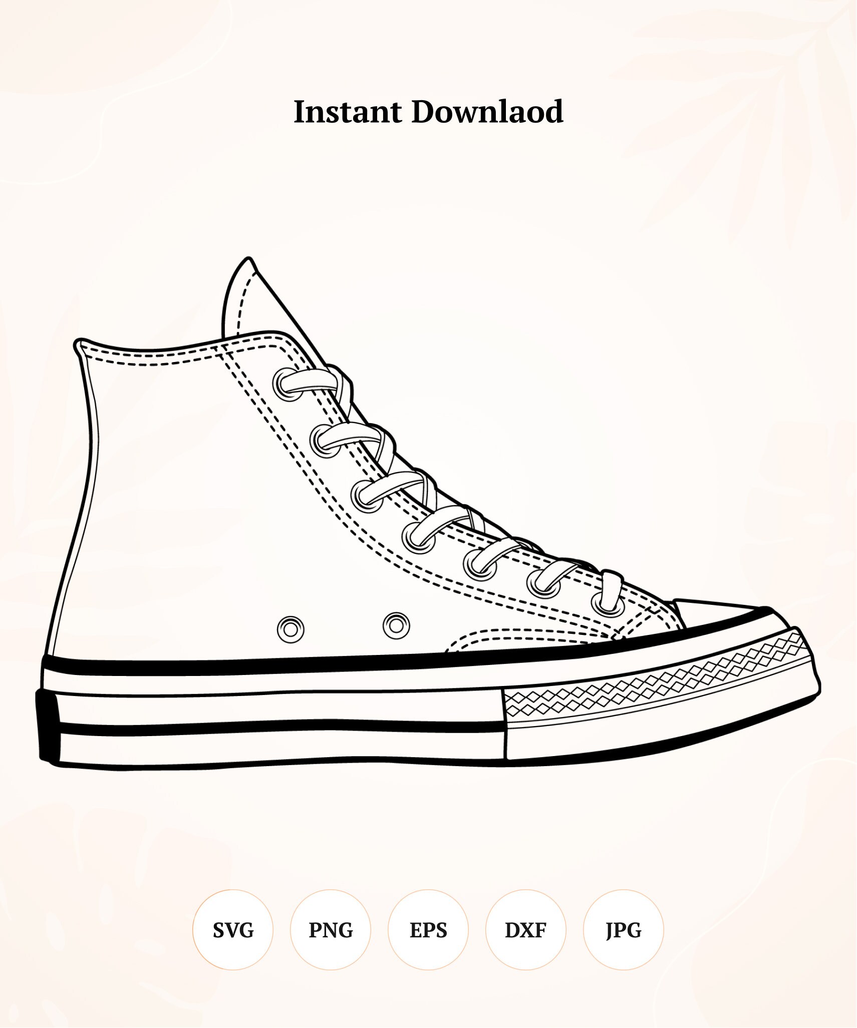 High Top Sneakers Sneakers SVG Instant Download Digital - Etsy