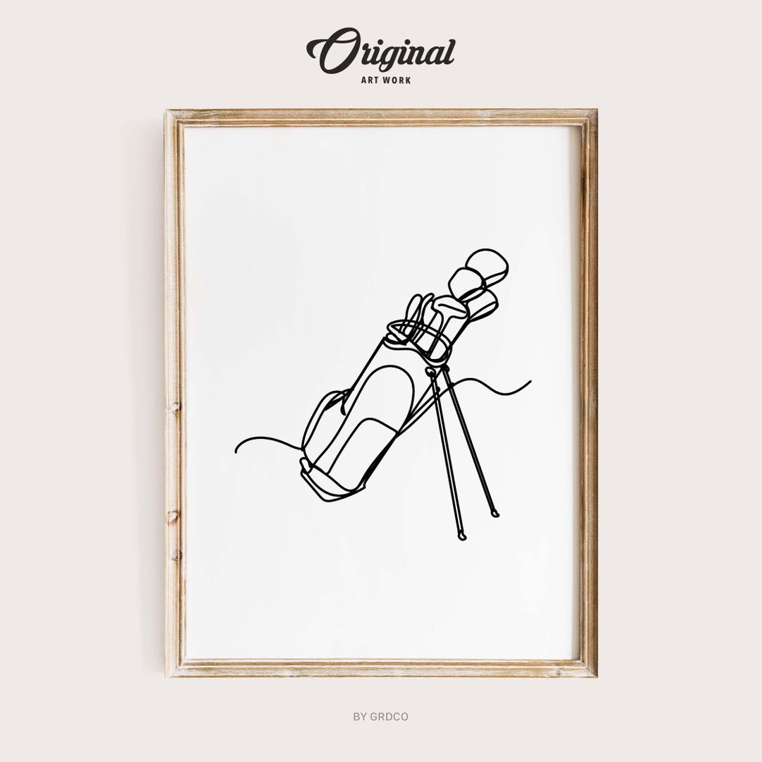 Minimalist Golf Bag Line Art, Golfer Wall Art,golf Decor, Golf Bag Art ...