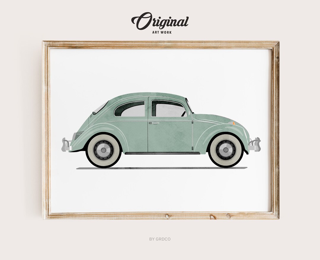 Sage Green Vintage Car Print, Boys Room Decor, Vintage Vehicle ...