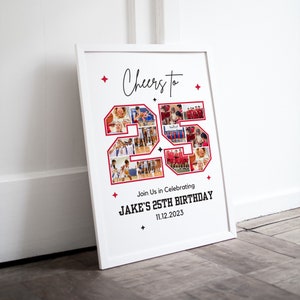 Varsity 25th Birthday Photo Collage Canva Poster, Customizable Canva ...