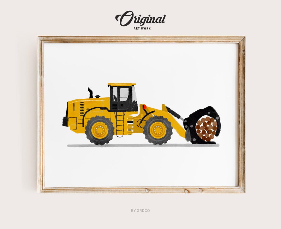Wheel Loader Wood Construction Vehicle Prints, Boys Room Decor ...