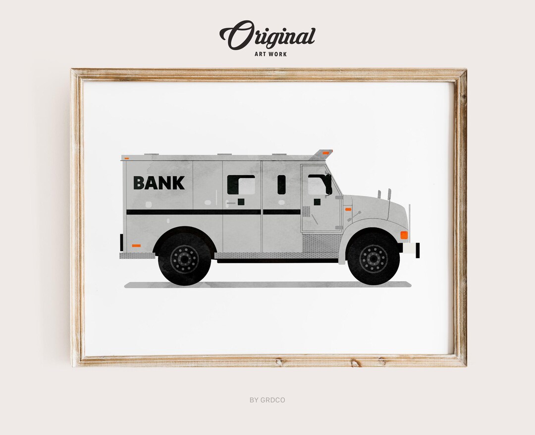 Bank Armored Truck Print, Boys Room Decor, Printable Farm Vehicle Art ...