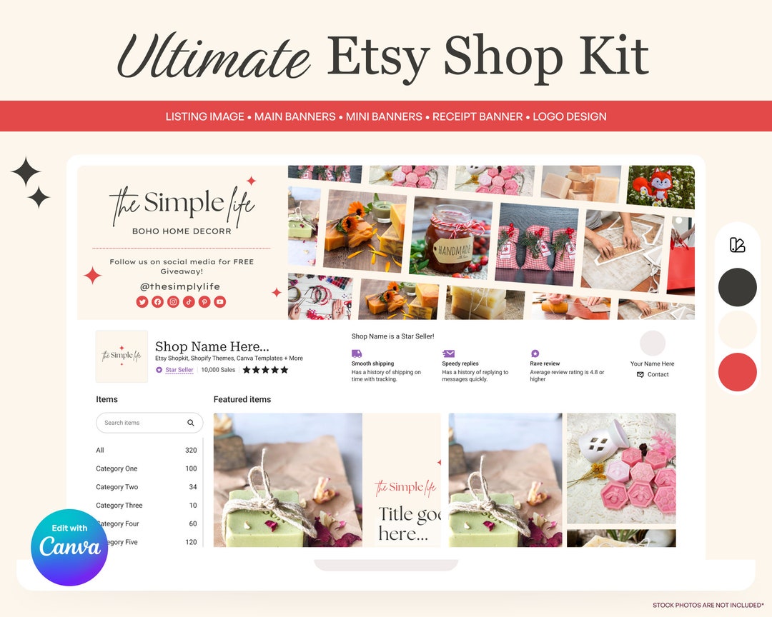 Etsy Shop Banner Kit, Etsy Canva Banners, Etsy Store Listing Images ...